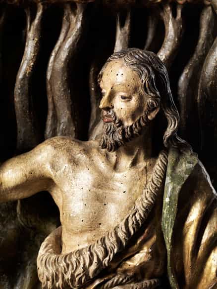 Schnitzfigurengruppe Christi Taufe am Jordan - Hampel Kunstauktionen